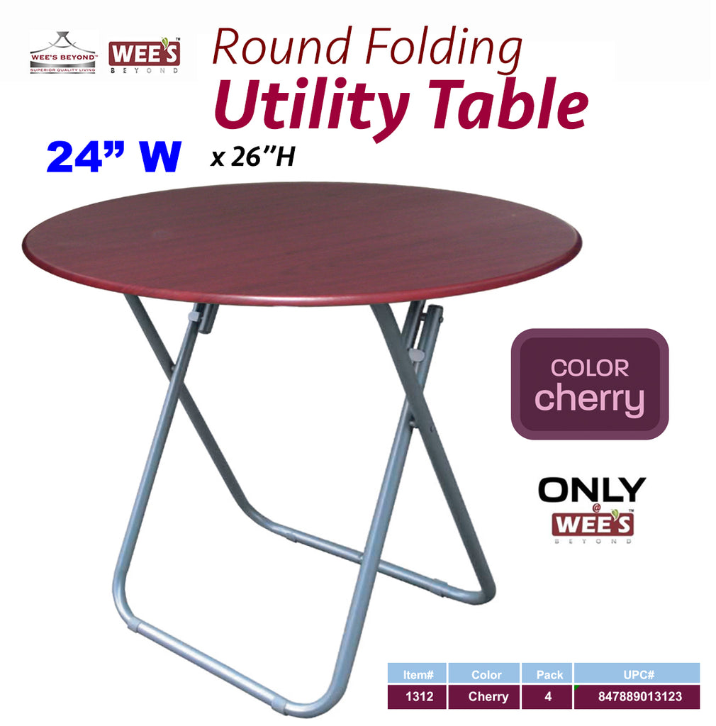#1312 Utility 24" Folding Table - Cherry (case pack 4 pcs) – WEE'S ...