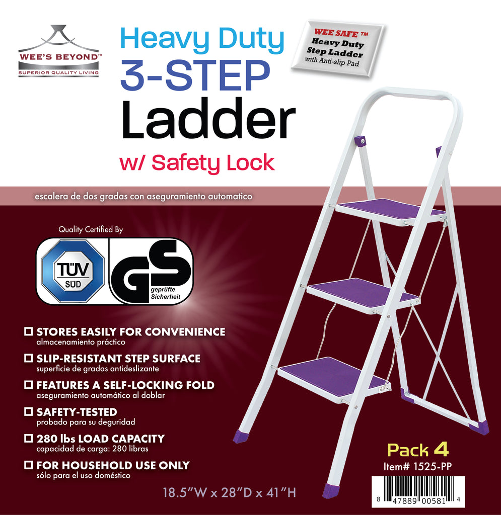 #1525-PP Heavy Duty 3 Step Ladder - Purple (case pack 6 pcs) – WEE'S ...