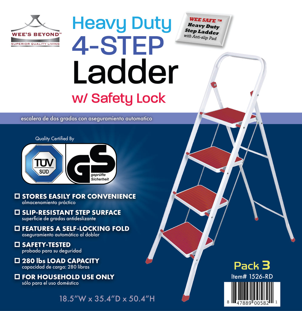 #1526-RD Heavy Duty 4 Step Ladder (case pack 3 pcs) – WEE'S BEYOND ...