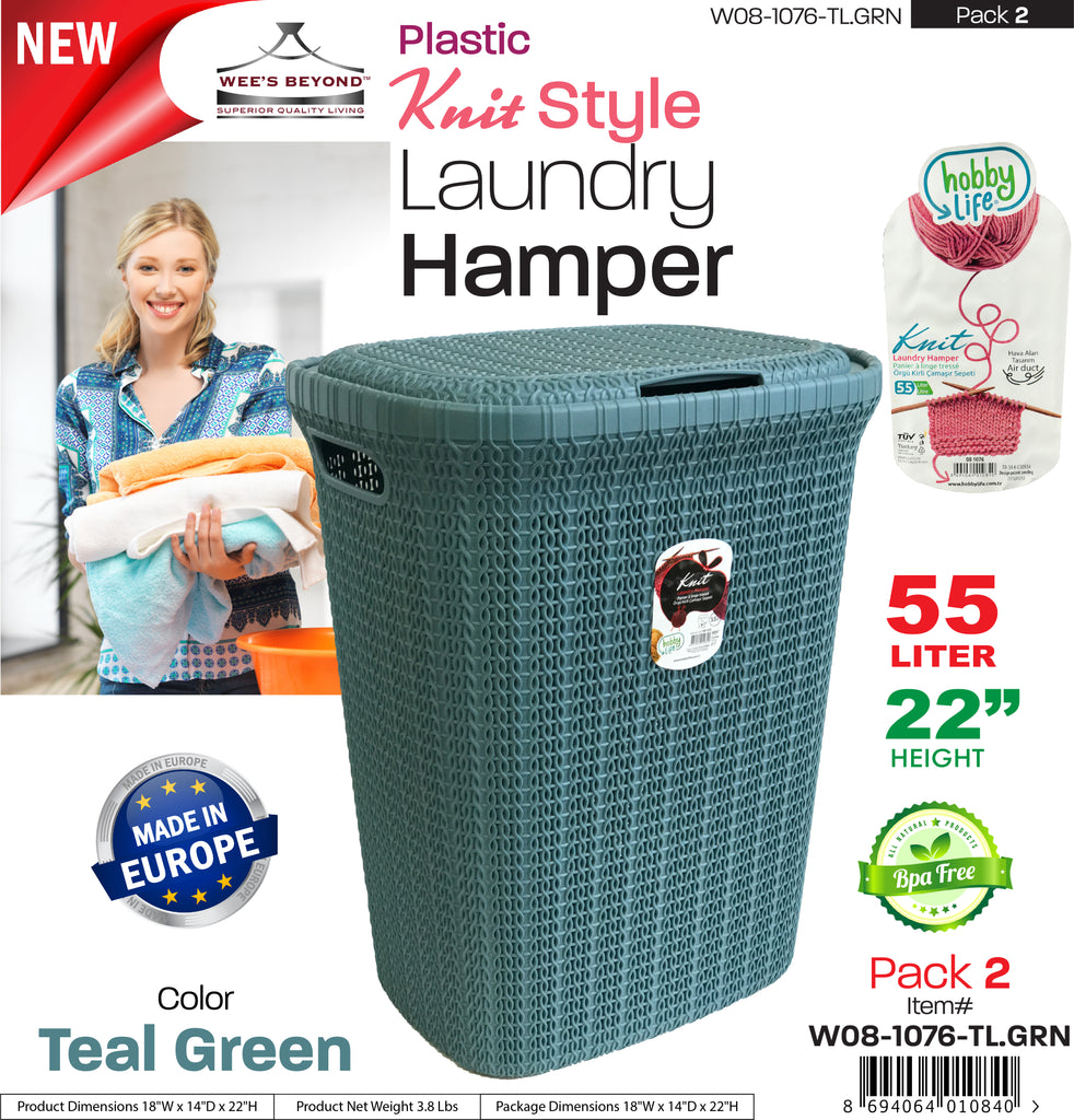 #W08-1076-TL.GRN Knit Style Laundry Hamper 55 Liters - Teal Green (cas ...